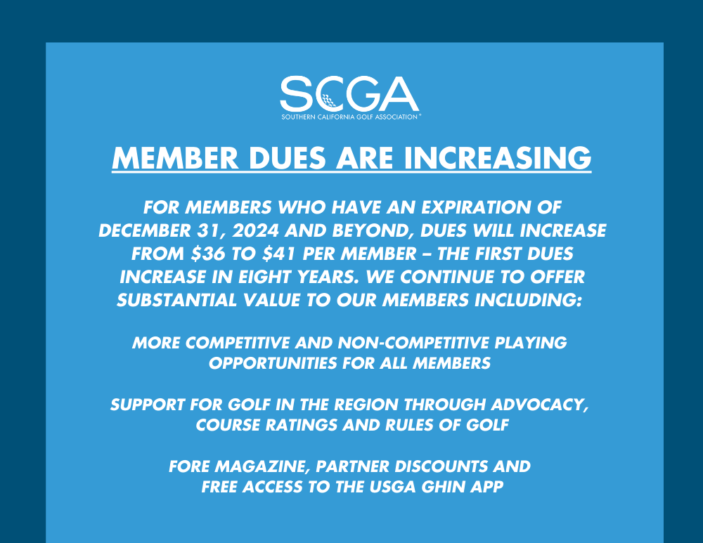 SCGA Member Dues Are Increasing in 2025